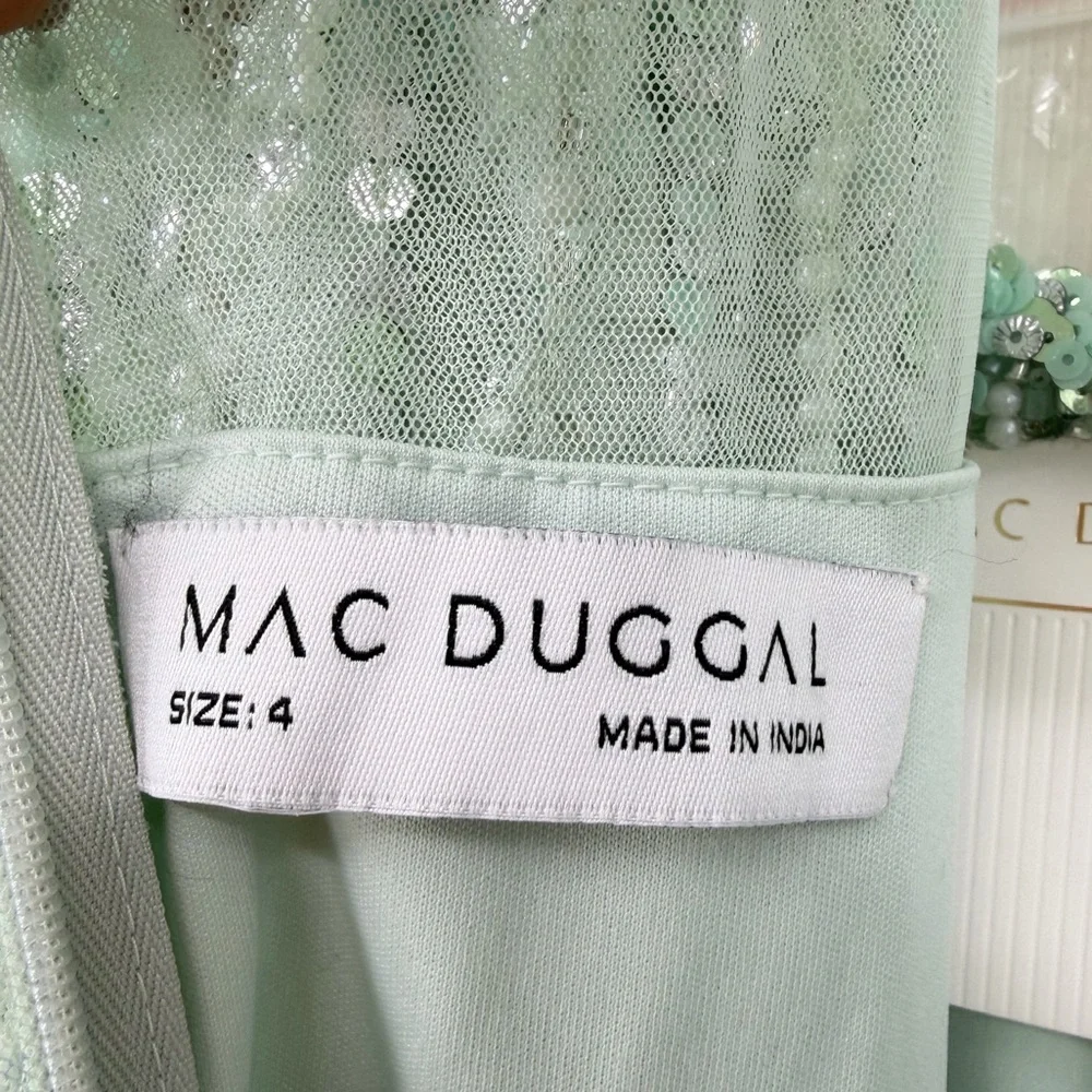 Mac Duggal | Dresses | Mac Duggal Nwt Sequined Flounce Sleeve Midi ...